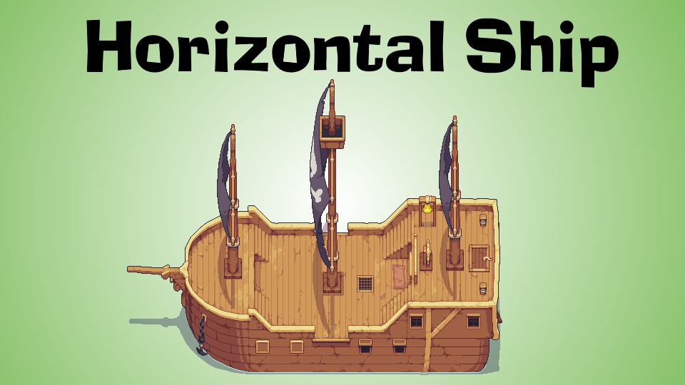 Horizontal Ship - Skull and Crossbones